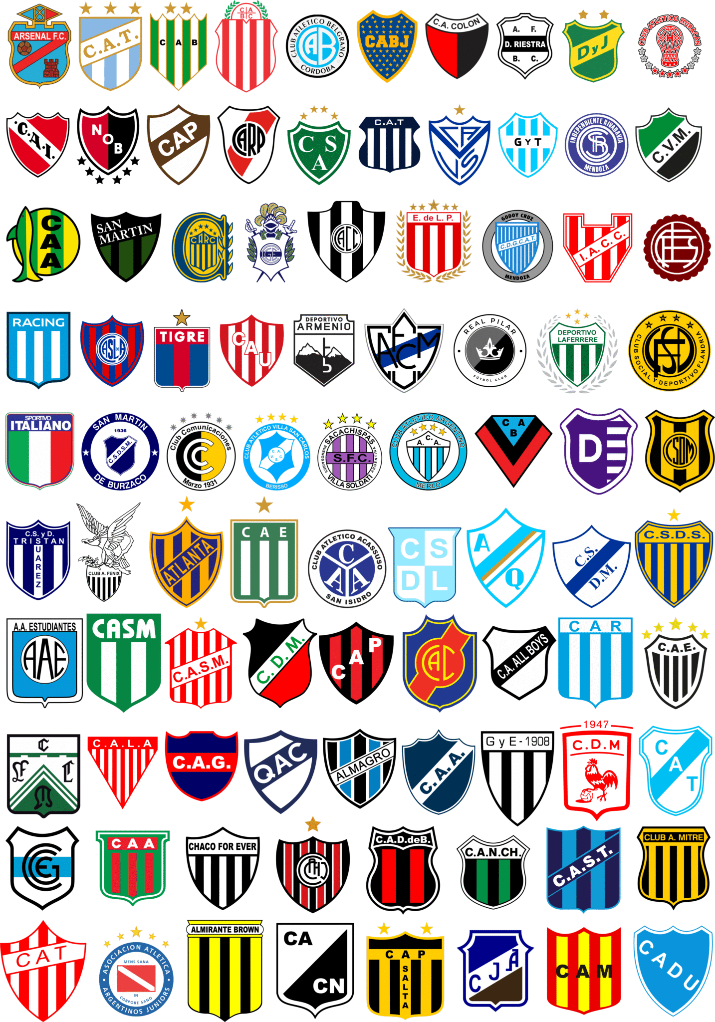Pack de Vectores de Escudos de Fútbol de Argentina - filovisual.com